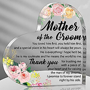 Yulejo Gift for Mother of the Groom from Bride Mother of the Groom Gifts Wedding Gifts Acrylic Square Heart Gift Thank You Gift for Mom Wedding Gifts for Mother of the Groom (Delicate Style)