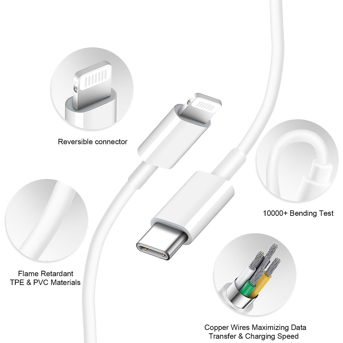 i Phone Fast Charger USB-C to Lightning Cable [2-Pack] Long Fast Charging Syncing Cords (6Ft) Compatible with 13/12 Pro Max,Mini,13/12/11 Pro/XR/XS Max,iPad