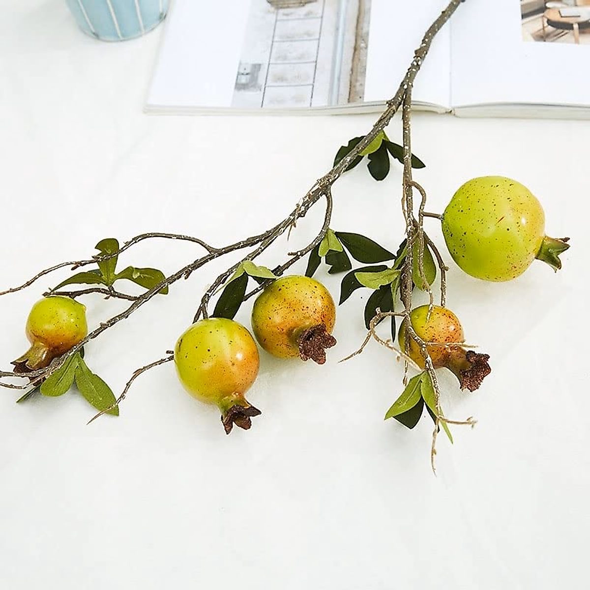 Smalldu Artificial Fall Flowers 5Pcs Pomegranate Branchs 30.7 inch for Home Decor Indoor (Not Include Vase)