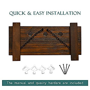 Wall Mounted Wine Rack with Glass Holder, Floating Wine Shelf for Kitchen, Rustic Pine Wood