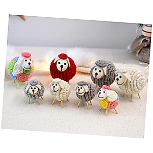 ifundom Cake Decoration Hand Made Felt Sheep Christmas Tree Hanging Sheep Mini Lamb Christmas Desktop Adornment Ornament Sheep Dining Table Decor Bamboo Christmas Socks Mutton White