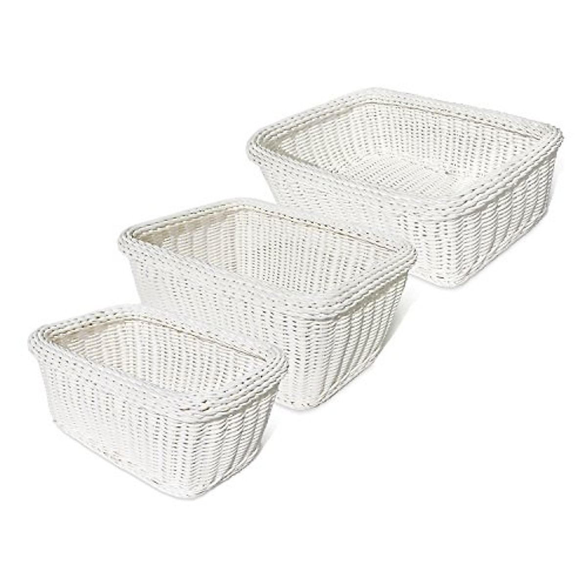 Colorbasket 02348 Rectangular Storage Basket, Dishwasher Safe, Shelf Storage, Hand Woven, Set of 6, White and Black