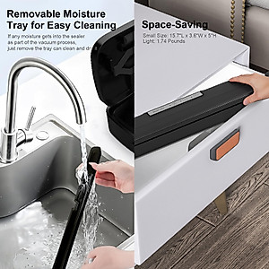 mokero Vacuum Sealer for Food Compact Meal Meat Vacuum Sealer Machine with 10 Seal Bags and Cutter Automatic Vacuum Air Sealing System for Dry Moist Freezer Food Storage