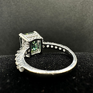 RINGJEWEL 5.40 ct VVS1 Emerald Cut Moissanite White Grey Green Color Silver Plated Engagement Ring For Women (Pack Of 1).