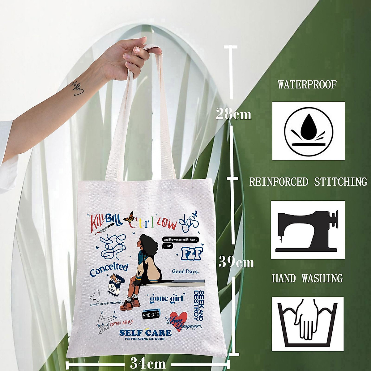 WZMPA Singer Album Tote Bag Singer Concert Gift Singer Lyric Fans Reusable Grocery Bags Singer Merchandise (Kill B Tote)