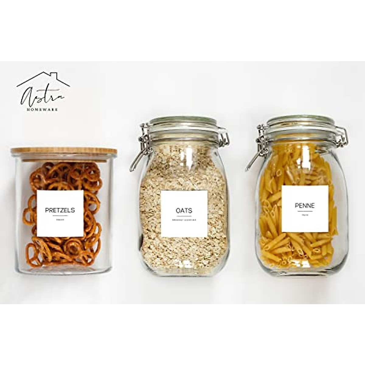183 Kitchen Pantry Labels for Containers Preprinted with 3 Blank Labels, Minimalist Pantry Labels, Pantry Labels for Food Containers, Kitchen Labels for Storage Bins, Food Labels for Containers