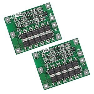 2Pack Enhanced 4S 40A 16.8V Li-ion Lithium Battery Protection Board PCB BMS Charger Protection Circuit Balance Charging Module for Drill Motor Motorcycle Battery (4S 40A)