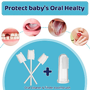 Tondiamo 100 Pcs Baby Tongue Cleaner Toothbrush Baby Oral Cleaner with 3 Pieces Finger Toothbrush for Newborn Baby Mouth Cleaner Oral Cleaning Infant Cleaner Toothbrush for 0-36 Months Baby