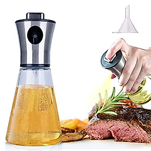 GLLBTPT Oil Sprayer For Cooking 200ml Oil Sprayer for Air Fryer 304 Stainless Steel Olive Oil Dispenser Spray Bottle with Funnel for Cooking,Salad, BBQ, Kitchen Baking, Roasting (200ML)