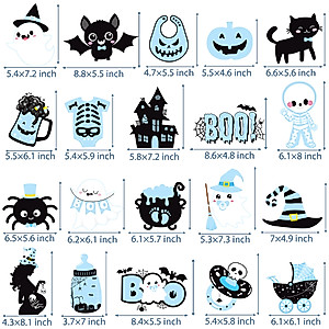 Halloween A Baby is Brewing Decorations Halloween Baby Shower Centerpiece Sticks 20Pcs A Little Boo Baby Shower Table Topper Decorations for Blue Halloween Pregnancy Party Decor