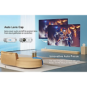 [Auto-Focus] Projector with WiFi 6 and Bluetooth:Jimveo 490 ANSI 19000L Native 1080P Outdoor Movie Projector 4k Support,Auto 6D Keystone&50% Zoom,Portable Smart Home LED Video Projector for Phone/PC