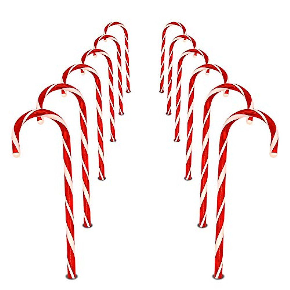 Joiedomi 12 Sets Christmas Candy Cane Pathway Markers Lights, 12” Christmas Stakes Lights, Outdoor Christmas Decorations Lights for Holiday Xmas Indoor Yard Patio Garden Walkway