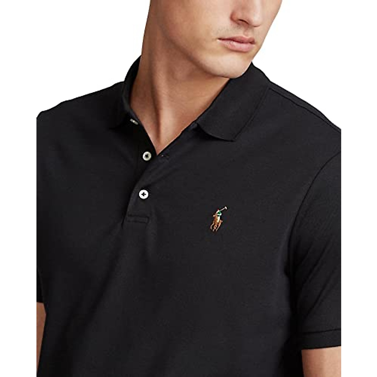 POLO RALPH LAUREN Mens Medium Fit Interlock Pony Shirt- PoloBlackSigPny, L