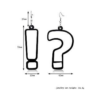 Question Mark and Exclamation Mark Acrylic Big Long dangle Earrings Jewelry for Women Girls Accessories