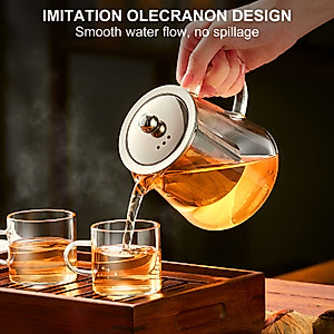 PARACITY Glass Teapot Stovetop 32 OZ, Borosilicate Clear Tea Kettle with Removable 18/8 Stainless Steel Infuser, Teapot Blooming and Loose Leaf Tea Maker Tea Brewer for Camping, Travel (950ML)