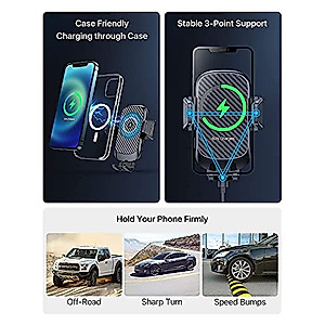 [Fast Charging] andobil 15in Wireless Car Charger, [Upgraded Secure Chip] Qi Car Cup Phone Mount with Adapter Adjustable Gooseneck Cup Holder Charger Compatible with iPhone 14 13 12 Pro Max S22 S21