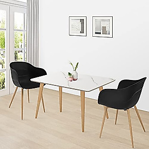 Arm Modern Chairs with Metal Legs for Living, Bedroom, Kitchen, Dining,Lounge Waiting Room, Restaurants, Cafes, Set of 2…