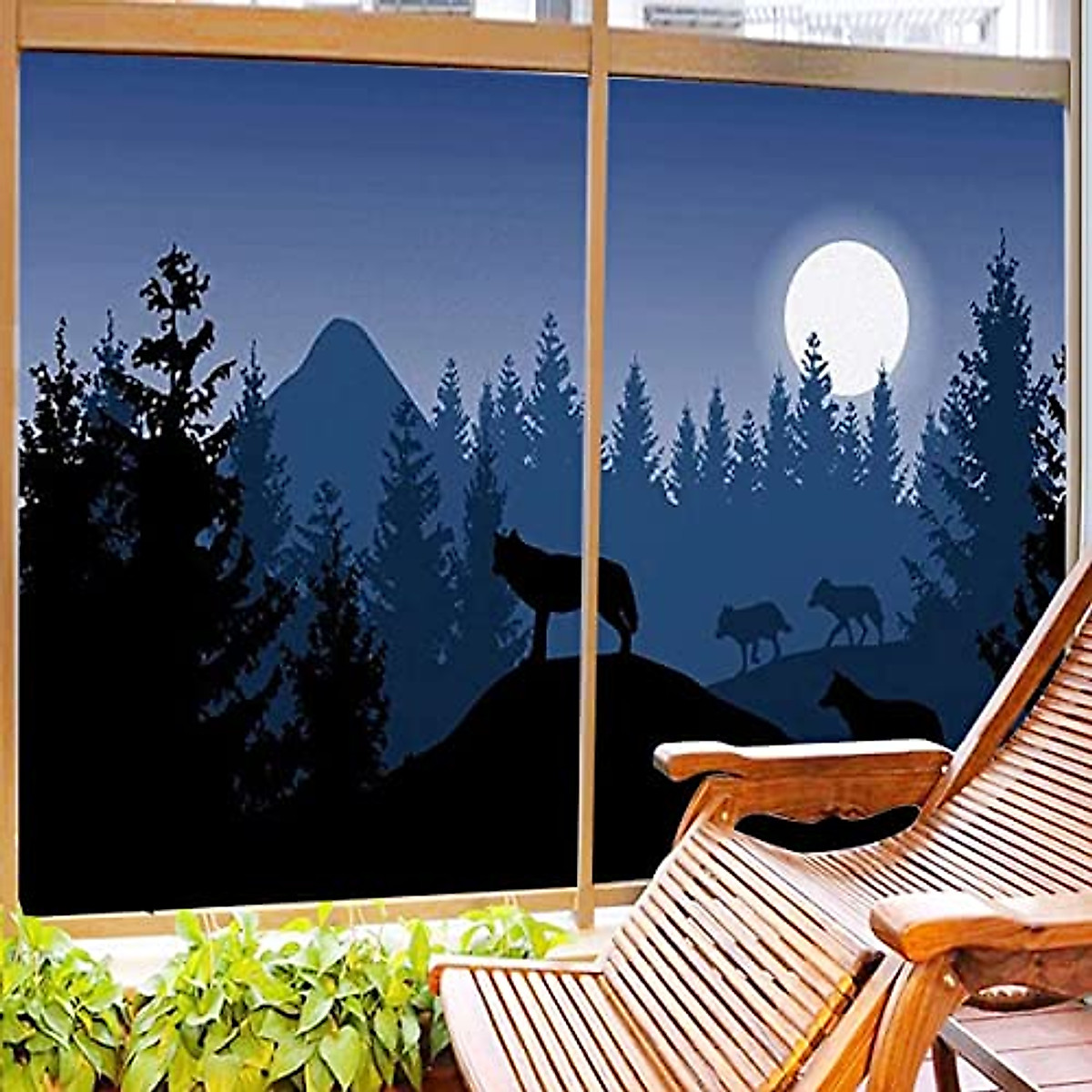 Multicolor Window Film Privacy Window Film Frosted Glass Film No Glue Static Cling Glass Film Window Sticker for Bathroom Bedroom Living Room Forest Mythical Creature Design 27.6Wx47.2L-inch x2 Pcs