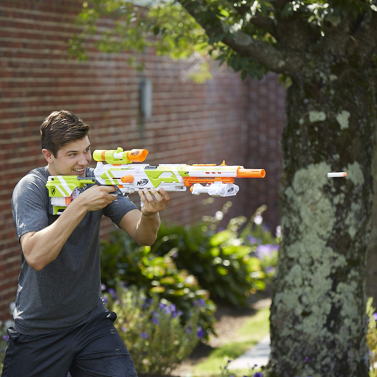 NERF Longstrike Modulus Toy Blaster with Barrel Extension, Bipod, Scopes, 18 Elite Darts & 3 Six-Clips (Amazon Exclusive)