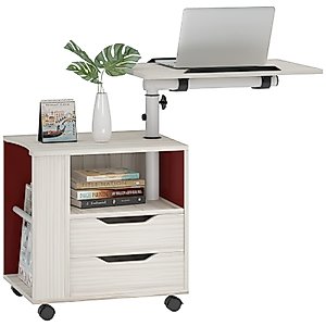 sogesfurniture Nightstand, Height Adjustable Movable Bedroom Side Table, Overbed Bedside Table, Stackable End Table, Bedside Table, Bedroom Furniture, Maple