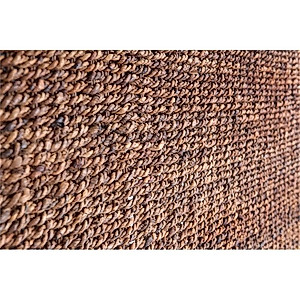 MAKLAINE 78.5" Banana Leaf Panel Headboard in Honey/Dark Brown