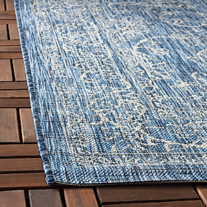 SAFAVIEH Courtyard Collection Area Rug - 8' x 10', Navy & Ivory, Non-Shedding & Easy Care, Indoor/Outdoor & Washable-Ideal for Patio, Backyard, Mudroom (CY8680-36821)