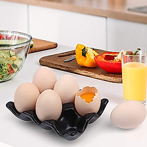 AbbyCindy 6 Cups Egg Tray Serveware, Eggs Dispenser, Egg Holder Set Kitchen Restaurant Fridge Storage Decorative Accessory (White,2 pack)