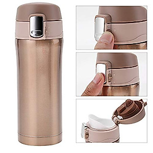 Vacuum Bottle, Stainless Steel Vacuum Thermos Insulated Water Bottle Travel Mug Coffee Tea Cup 350ml, Insulated Travel Mug, Thermos Bottle(Golden)