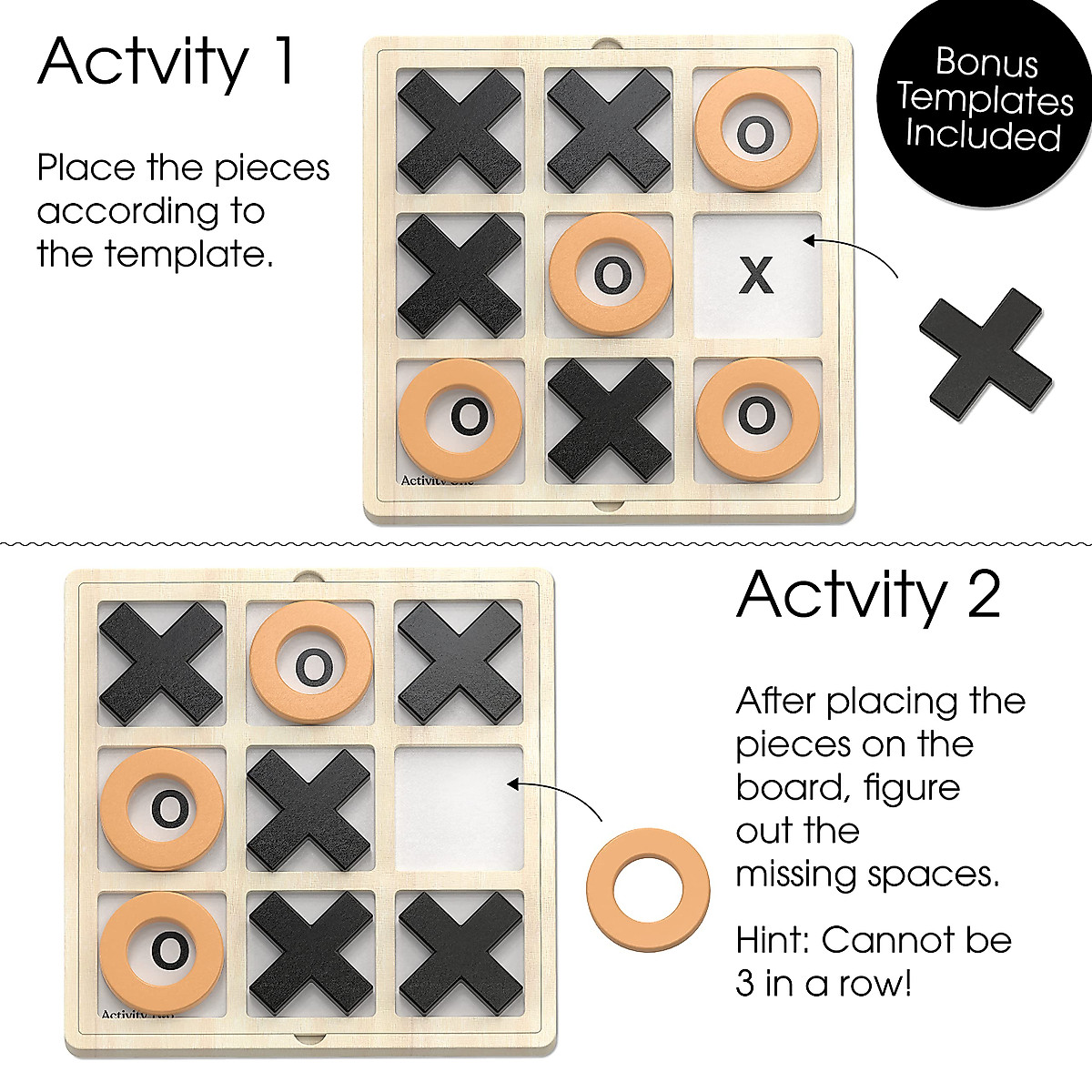Keeping Busy Tic Tac Toe Wooden Game with Templates - Dementia Activities for Seniors – Alzheimers Activities for Dementia Patients - Busy Boxes for Dementia Patients - Big Matching Games for Adults