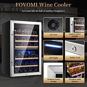 FOVOMI Wine Refrigerators,52-bottle Wine Fridge Cooler Freestanding Wine Refrigerator,(Bordeaux 750ml) Dual Zone Compressor Wine Cellars Chiller