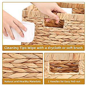 YheenLf Wicker Storage Basket with Handle for Organizing, Decorative Woven Storage Basket Bins for Makeup Towel Shelf Cupboards Drawer Closet Dresser, Water Hyacinth, Set of 2