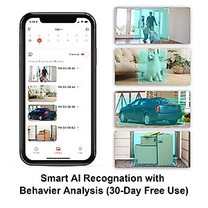 NGTeco Solar Security Cameras Wireless Outdoor with Solar Panel, Rechargeable Battery Powered IP65 Waterproof 1080P 2.4G WiFi Cameras for Home Security, 30 Days Free Cloud Storage