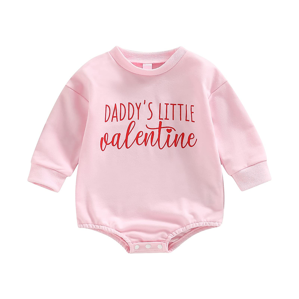 Baby Boy Girl First Valentine's Day Outfit Long Sleeve Crew Neck Sweatshirt Romper Love Heart Onesie Bodysuit Clothes (Daddys Little Valentine, 6-12 Months)