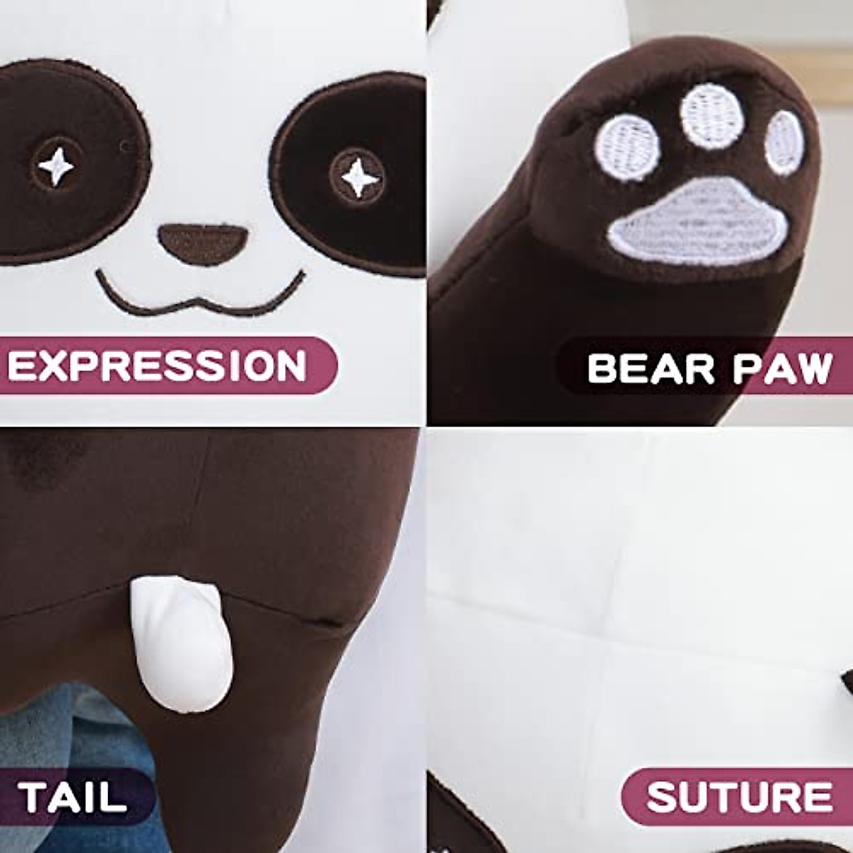 Xheimi 35.4" Cute Giant Panda Bear Plush Soft Hugging Body Pillow,Large Panda Stuffed Animals Toy Doll for Kids Birthday,Valentine,Christmas