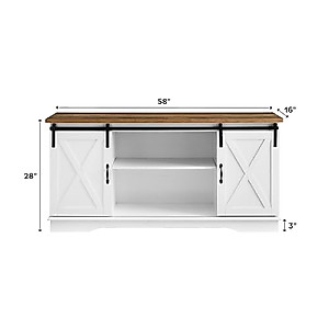 Walker Edison Richmond Modern Farmhouse Sliding Barn Door TV Stand for TVs up to 65 Inches, 58 Inch, White Oak/ Traditional Brown