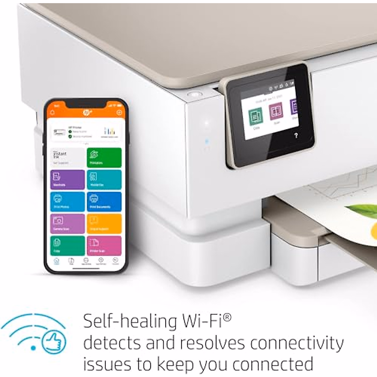 HP Envy Inspire 7255e Wireless Color All-in-One Printer with Bonus 6 Months Instant Ink (1W2Y9A) (Renewed Premium), White