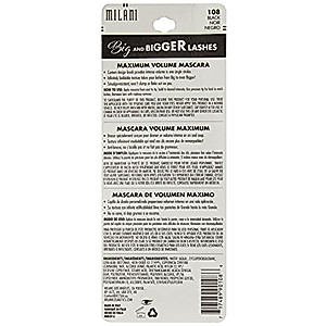 Milani Big and Bigger Lashes Mascara, Black, 0.50 Ounce