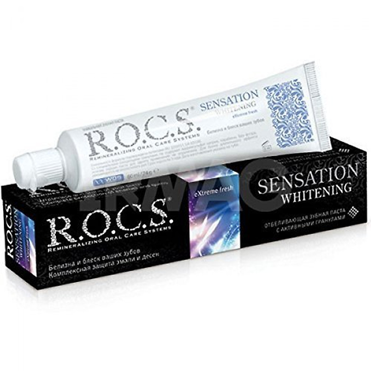 R.O.C.S Toothpaste "Sensation Whitening" 74ml. Fluoride Free.