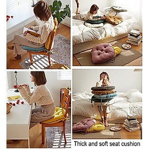 Thick Chair Pad for Dining Chairs,Soft Seat Cushion with Ties Non Slip Dining Chair Cushion, Velvet Chair Seat Cushion (Color : Khaki, Size : 38 * 40cm)