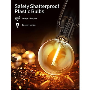 Brightown 30Ft G40 Outdoor Patio String Light-Connectable Globe Lights with 30 Clear Bulbs(2 Spare), UL Listed (30 Ft, Black)