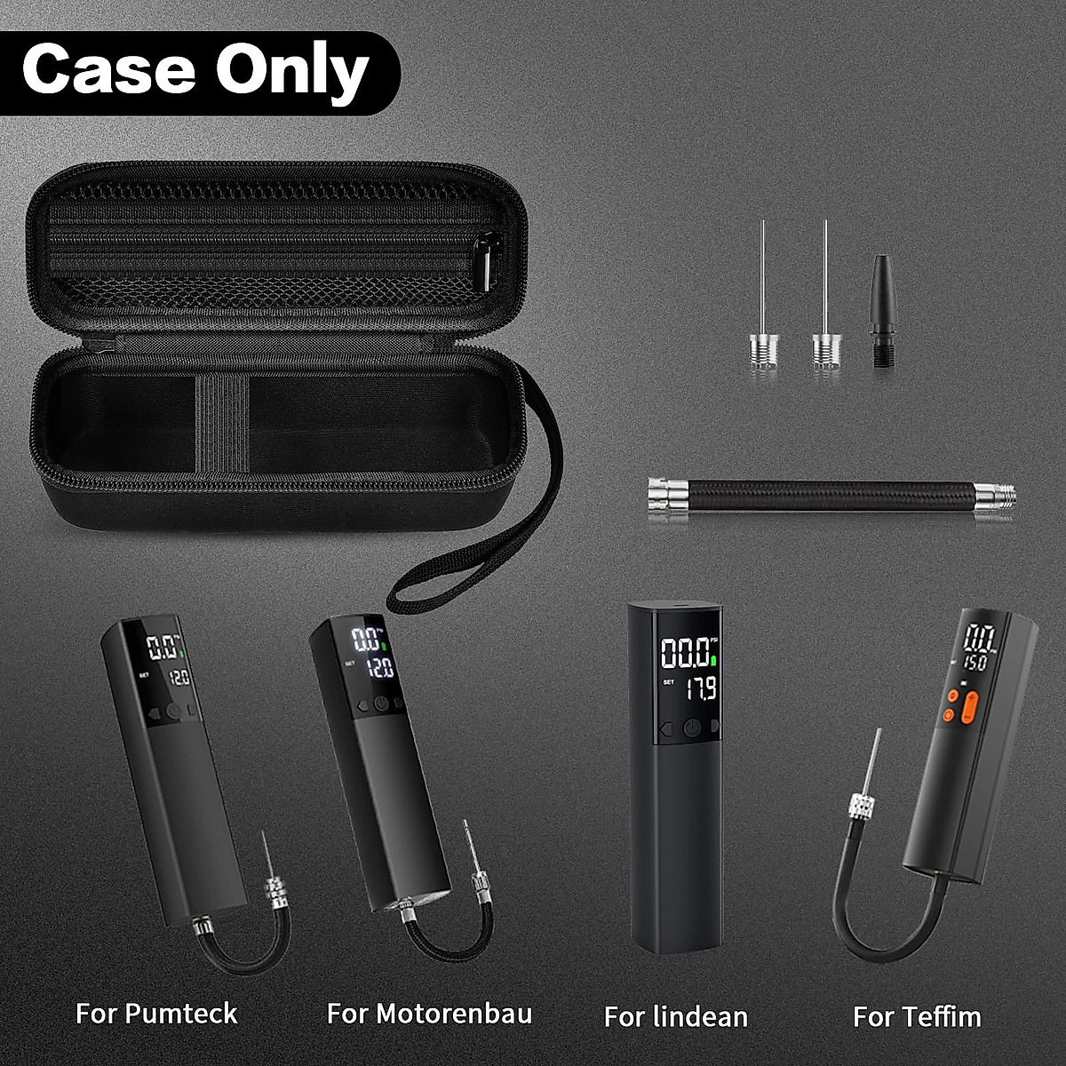 Case Compatible with Pumteck Electric Ball Pump, Smart Air Pump Portable Ball Inflaor Storage Bag for GPUTEK/for Teffim, Pump Holder Container for Basketball Accessories - Black (Box Only)