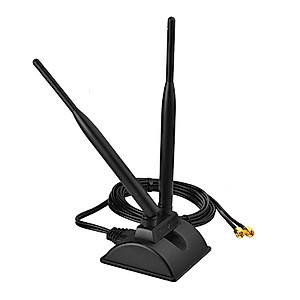 Eightwood WiFi Antenna with RP-SMA Male Connector, 2.4GHz 5GHz Dual Band Antenna Magnetic Base for PCI-E WiFi Network Card USB Adapter Wireless Router