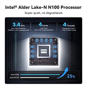 Beelink Mini S12 Pro Mini PC, 12th Gen Intel-N100 (4C/4T, Up to 3.4GHz), 16GB RAM DDR4 500GB PCle SSD, Mini Desktop Computer 4K@60Hz, Dual Display, WiFi6, BT5.2, USB3.2, LAN, Low Power