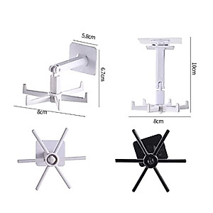 OPENDGO 4 PCS 360°Rotating Folding Hook Self-Adhesive Wall Hooks Kitchen Hooks for Hanging,Waterproof Utility Hook Towel Key Hooks,180 Degrees Vertical Flip Hook for Bathroom Kitchen Home Living Room