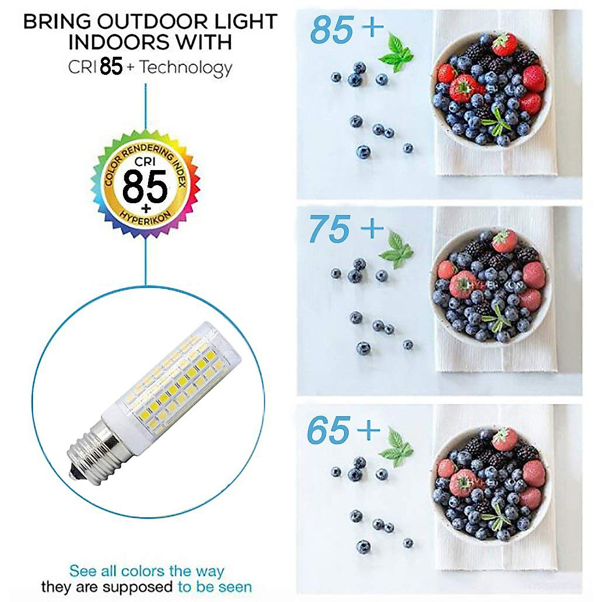 E17 Dimmable LED Bulb, 6000K Daylight White for Microwave Oven Appliance, 70W Halogen Bulb Equivalent, 2-Pack