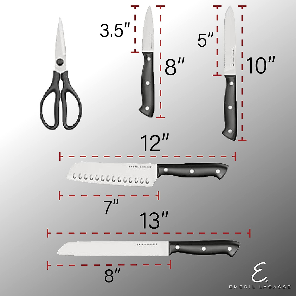 Emeril Lagasse 6-Piece Knife Block Set (Natural) - Emeril Cutlery Set with Stamped Blades - Perfect Kitchen Knives for Produce & Sandwiches