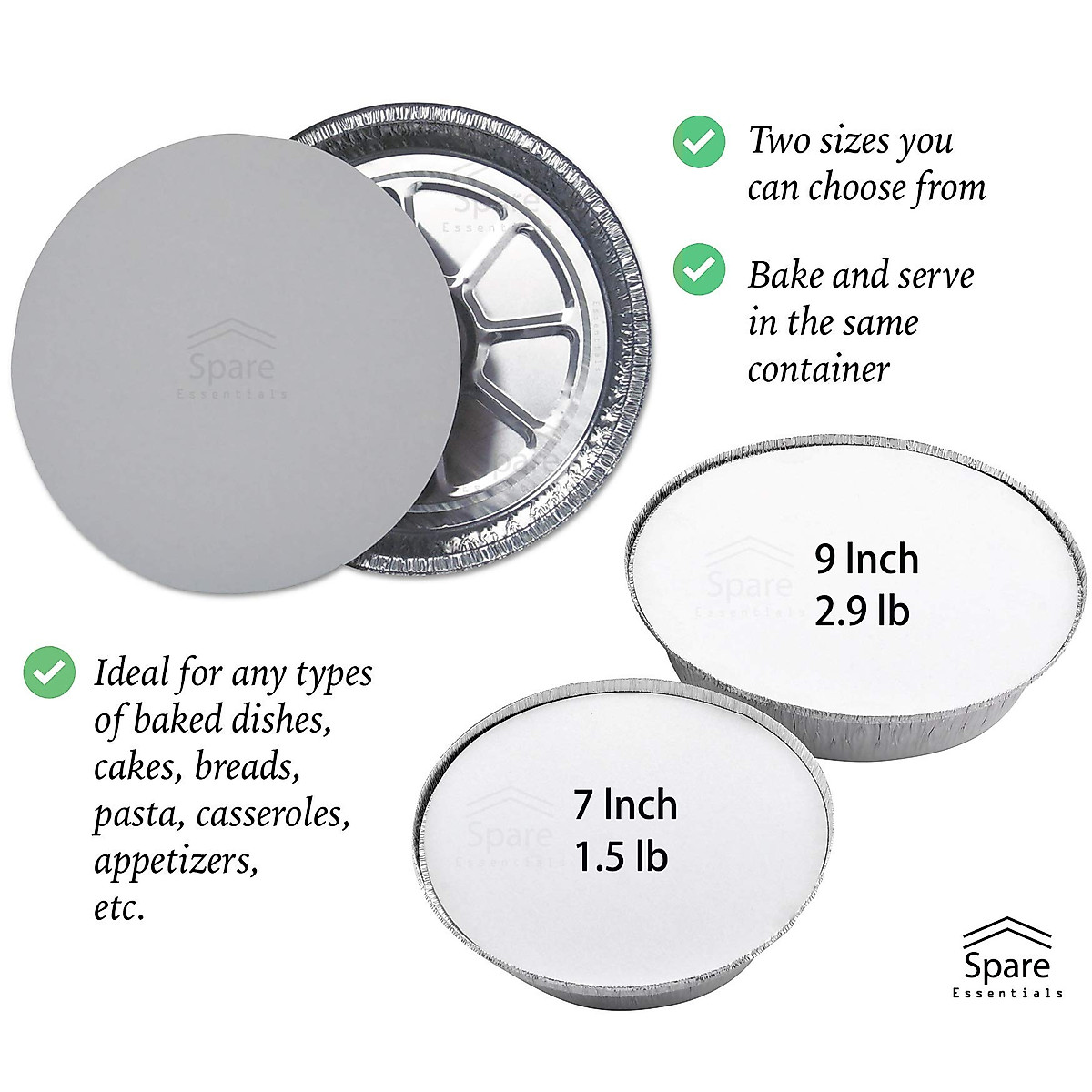 55 Pack 7 Inch Aluminum Foil Baking Pans, Round Aluminum Pans with Lids, Freezer and Oven Safe Takeout Containers, Food Containers for Storage, Roasting, Reheating, Disposable Air Fryer Liners