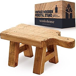 WOODENHOUSE LIFELONG QUALITY Wooden Stand - Rectangular Fir Wood Pedestal Stand for Kitchen, Bathroom, or Decor - Pre-Assembled, Sturdy, Easy Handle, Great Gift