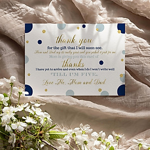 Paper Clever Party Navy and Gold Baby Shower Thank You Cards with Envelopes Blank Notes Prefilled with Message Boys, Personalize for Registry Gifts Royal Prince Notecard Set 4x6 Stationery 15 Pack