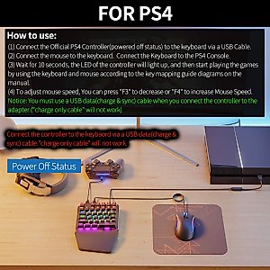 IFYOO KMAX1 Pro Wired Gaming Keyboard and Mouse Set Adapter Converter for Xbox One / PS4 / Switch / PS3 / PC(Windows/Linux) - [Included USB Sync Cable for Controller]